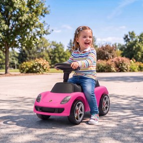 AIYAPLAY Odrážedlo pro děti Porsche odrážedlo s klaksonem, světlem a zvuky motoru, pro 18–36 měsíců, růžová