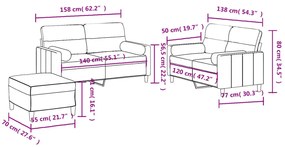 3Dílná Sedací Souprava S Polštáři Textil - Taupe / s poduškami
