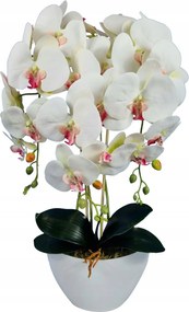 Orchidej umělý jako živý bílý s růžovým srdcem orchidej 60 cm květináč