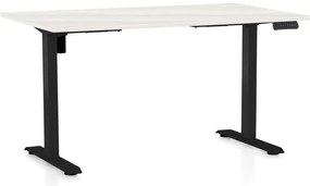 Výškově nastavitelný stůl OfficeTech B, 120 x 80 cm, černá podnož, bílý jasan