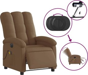 Elektrické masážní polohovací křeslo hnědé textil 3204084
