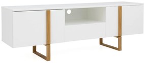 OnaDnes -20% Matně bílý lakovaný dřevěný TV stolek Tenzo Birka 177 x 43 cm