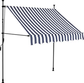 Ručně zatahovací markýza s LED světlem 200 cm modrobílá 145843