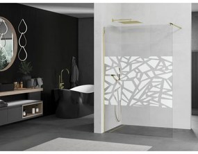 Mexen Kioto sprchová zástěna 90x200 cm 8 mm, zlatý profil, bílé provedení, 800-090-101-50-85