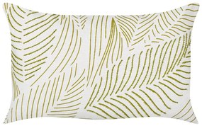 Bavlněný polštář se vzorem listů 30 x 50 cm bílý/zelený SPANDOREA Beliani