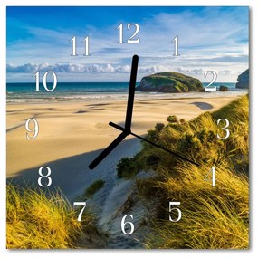 Nástenné skleněné hodiny pláž 30x30 cm