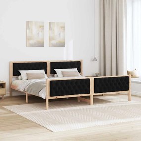 Rám postele s čelo Černá 200 x 200 cm Masivní borové dřevo 3394270