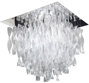 Axolight Aura, luxusní stropní svítidlo z čirého muránského skla, 4x100W E27, 60x60cm, délka 58cm