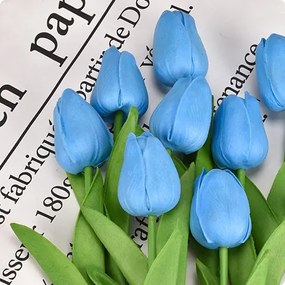 Bytová dekorace - kytice umělých tulipánů - 10 kusů Barva: 6 modrá