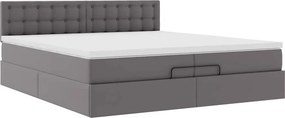 Osmanský rám postele s matrací šedá 200x200cm umělá kůže 3312175