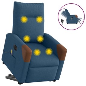 Elektrické zvedací masážní polohovací křeslo modré textil 3324036
