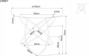 Jídelní stůl Orbit 100 cm čirý/zlatý