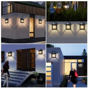 Solární zahradní nástěnná lampa Solar Interaction YX-777 - černá