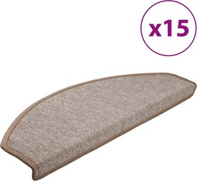 Schodové rohože 15 ks 65 x 24 x 4 cm světle hnědé, půlkulaté, velké 133886