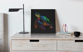 Obraz na plátně - barevná mořská želva FeelHappy.cz Velikost obrazu: 100 x 100 cm