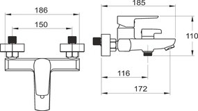 NOVASERVIS vanová baterie METALIA 58 bez příslušenství, chrom 58020/1,0