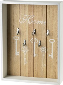 Dřevěná skříňka na klíče STACY Key 22x5x28,5 cm bílá/hnědá