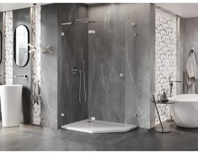 Mexen Lunar, L pětiúhelníkový sprchový kout naklápěcí doleva 100 x 80 cm, 8mm čiré sklo, chromový profil, 831L-100L-080P-01-00-L