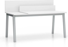 Kancelářský psací stůl SINGLE LAYERS, posuvná vrchní deska, s přepážkami, bílá