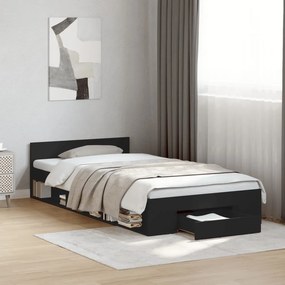 Rám postele se zásuvkou černý 90 x 190 cm kompozitní dřevo 3280784