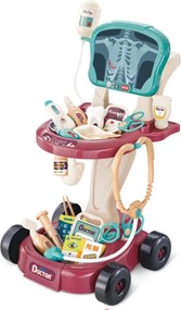 LEAN Toys Lékařská souprava na vozíku – lékařský stolek pro malého lékaře, nástroje na EKG