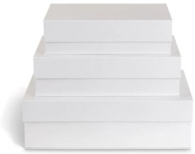 Bílé kartonové úložné boxy v sadě 3 ks s víkem 42,5x29,5x13 cm Kian Paper Laminate – Bigso