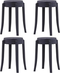 Stohovatelné stoličky 4 ks černé plast 247278