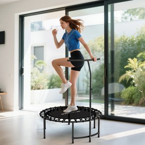 SPORTNOW Rebounder trampolína, 5stupňově nastavitelná rukojeť, workout trampolína, černá