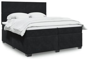 Box spring postel s matrací černá 200x200 cm samet 3290998