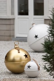 Bílá závěsná kovová ozdoba rolnička Baub Xmas S - Ø 16*26 cm