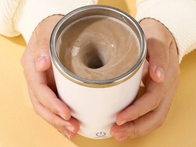 Verk Group Samomíchací hrnek 350 ml, ocelový termos na studené i horké nápoje, s usb a šňůrkou