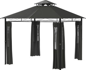 Pavilon Outsunny přibližně 3 x 3 m, Zahradní stan se stěnou, Party stan s dvojitou střechou, Nepromokavý event stan, Zahradní altán, pro balkon, teras