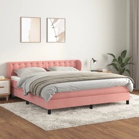Box spring postel s matrací růžová 160x200 cm samet 3127744