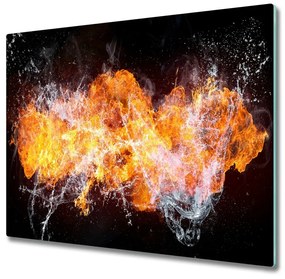 Skleněná krájecí deska Oheň versus voda 60x52 cm