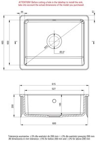 Deante Ceramic sink, 1-bowl, farmhouse