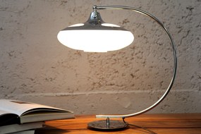 Designová chromová stolní lampa bílá - Cuomo