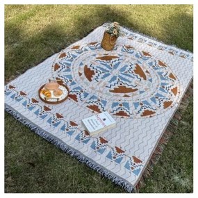 Flamenco Mystique BOHO kostkovaná deka, oboustranný přehoz se střapci 130x180cm KOC15WZ3
