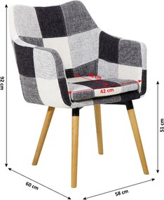 Křeslo, bílá / černá vzor patchwork / buk, Landor
