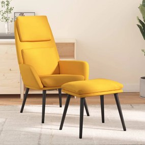 Relaxační křeslo se stoličkou hořčicově žluté textil 3097775