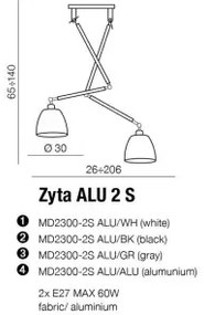 Industriální lustr Zyta 2S hliníkové