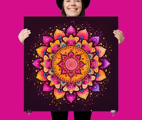 Plakát - Mandala magenta orange FeelHappy.cz Velikost plakátu: 120 x 120 cm