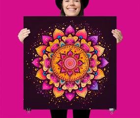 Plakát - Mandala magenta orange FeelHappy.cz Velikost plakátu: 40 x 40 cm