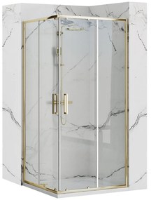 Rea Punto, sprchový kout s posuvnými dveřmi 80(dveře) x 80(dveře) x 190 cm, 5mm čiré sklo, zlatý lesklý profil, REA-K6441