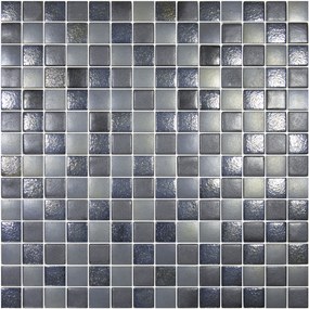 Hisbalit Skleněná mozaika stříbrná; šedá Mozaika TEXTURAS NEO 2,5x2,5 (33,3x33,3) cm - 25NEO