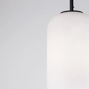 Opálově bílé skleněné závěsné světlo Nova Luce Lato 22 cm s černým zavěšením