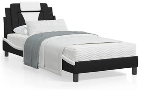 vidaXL Rám postele s LED osvětlením černý a bílý 80x200 cm umělá kůže