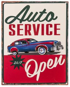Nástěnná kovová cedule Auto Service Open – 20x1x25 cm