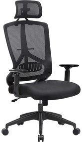 Kancelářská židle, Ergonomická, Výškově nastavitelná, Černá, 118.5-125x69x67,5cm