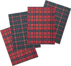Bavlněné utěrky v sadě 4 ks s vánočním motivem 70x50 cm Christmas Tartan Check – Catherine Lansfield