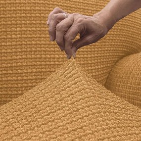 Super strečové potahy  RUBINIA zlatá rohová sedačka (š. 340 - 540 cm)